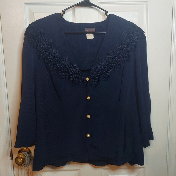 Tina Barrie | Jackets & Coats | Tina Barrie Vintage 8s Navy Blue Blazer ...